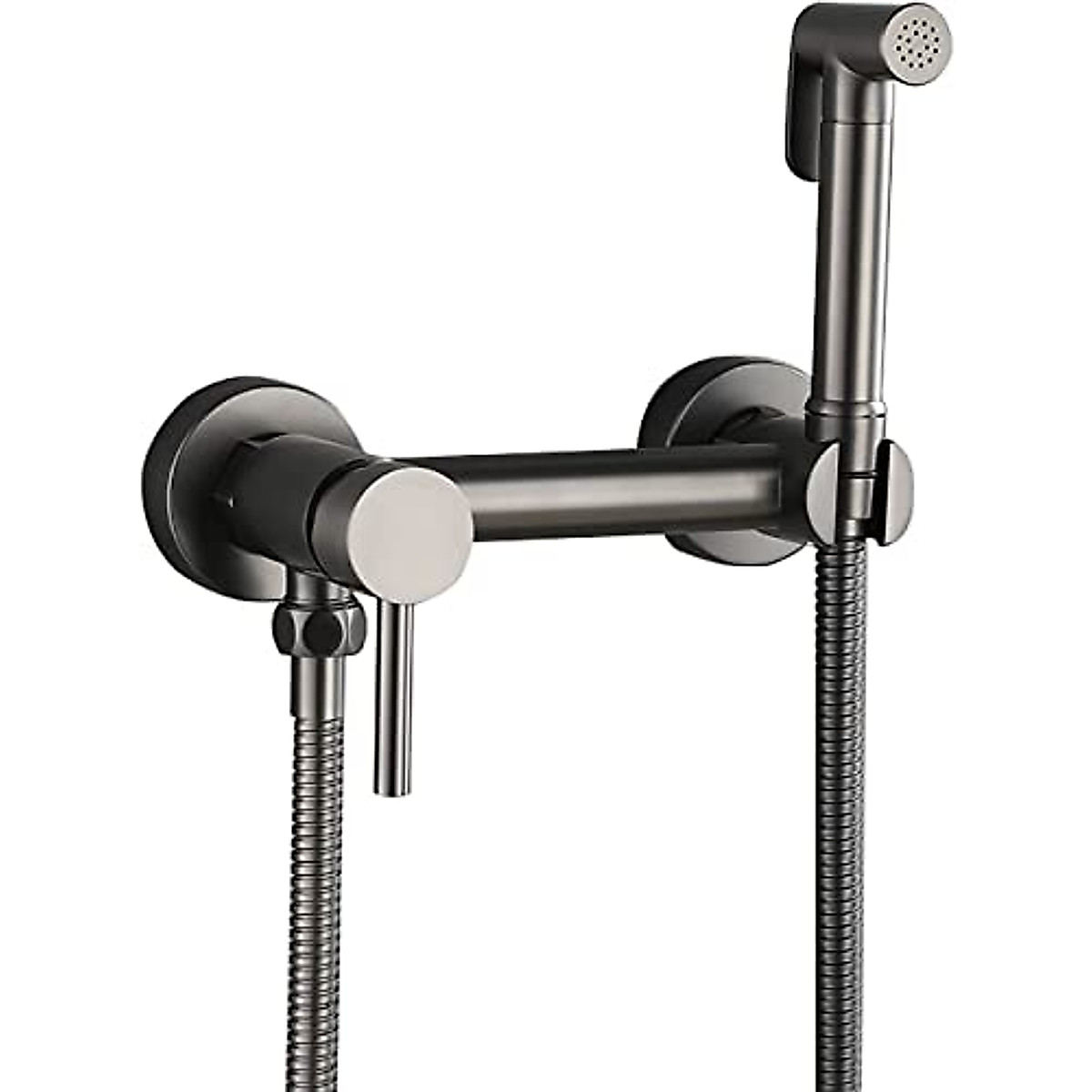 MINJING Gray Handheld Bidet Sprayer for Toilet, Brass Cloth Diaper Sprayer Kit Wall Mounted Bidet Sprayer Set Single Handle Toilet Bidet Sprayer Kit with 150cm Shower Hose