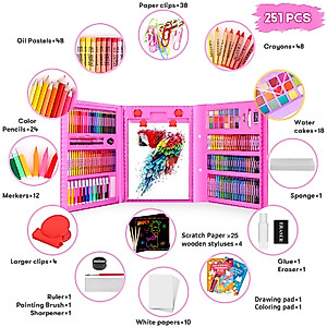 iBayam Art Kit, Art Supplies Drawing Kits, Arts and Crafts for Kids, Gifts for Teen Girls Boys 6-8-9-12, Art Set Case with Trifold Easel, Sketch Pad, Coloring Book, Pastels, Crayons, Pencils