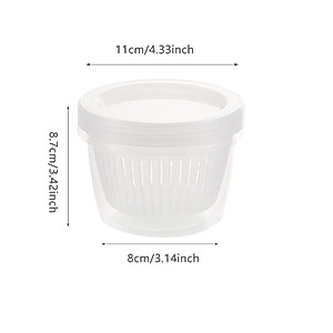 UtySty 4 Pack Onion Keeper Onion Saver Storage Container 2 Layer with Strainer Odor-Free 0.5L Holder Organizer for Refrigerator Chopped Ginger Garlic Fridge Berry Blueberries Tomato Avocado Lemon