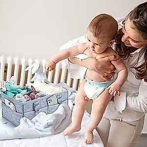 Zaflosh Baby Diaper Caddy Organizer, Large Size Diaper Organizer with Removable Dividers, Car Diaper Caddy, Baby Organizer for Changing Table, Nursery Storage Caddy for Baby Essentials