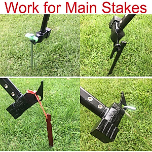 Beefoor Camping Hammer Heavy Duty with Tent Stake Remover, 12.6" Steel Tent Hammer - Rubber Covered Handle Tent Mallet with Holding Strap (Black)