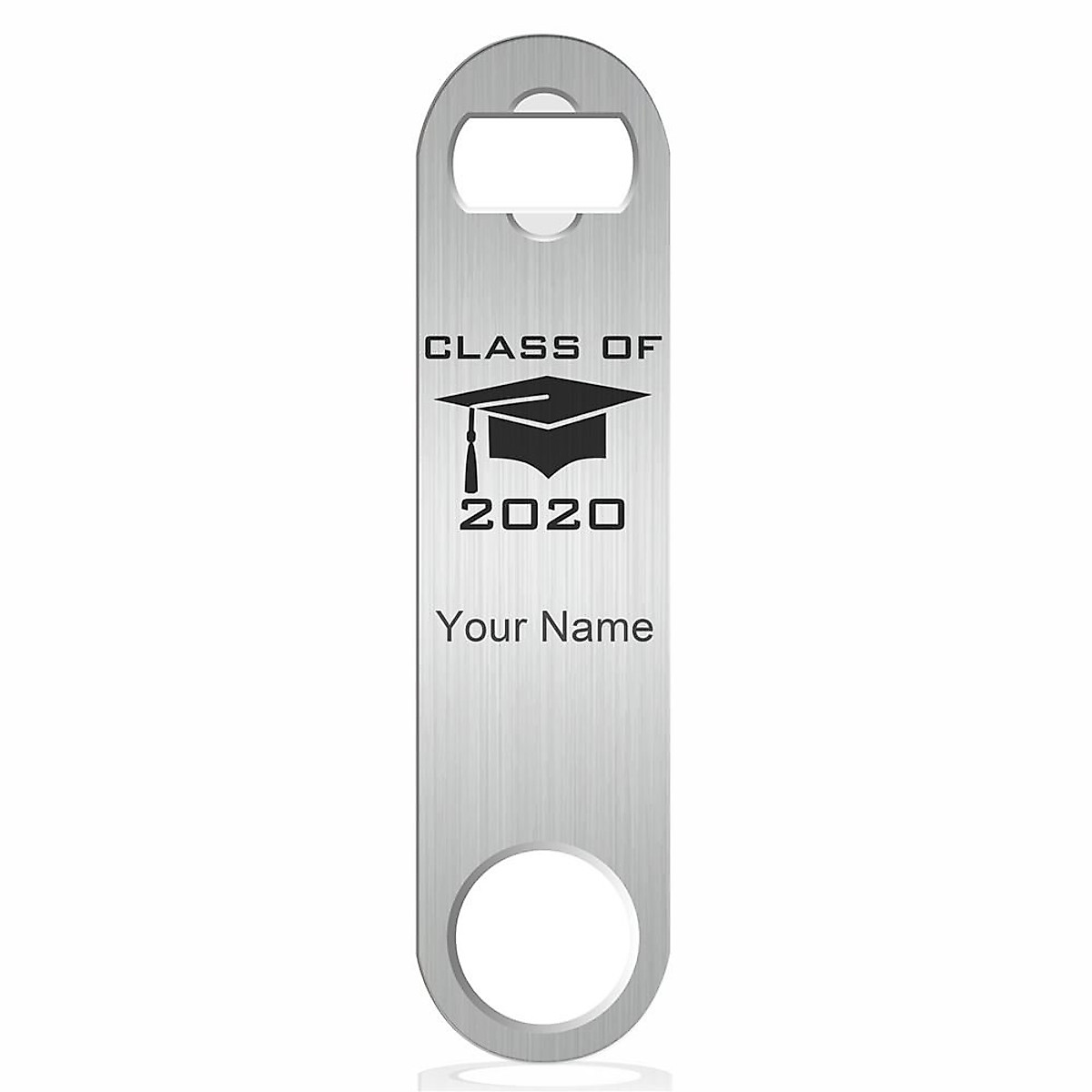 Bottle Opener, Grad Cap Class of 2020, Personalized Engraving Included (Stainless Steel)