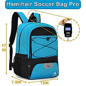 Hsmihair Soccer Bag-Soccer Backpack & Backpack for & Football Volleyball & Basketball,with Ball Compartment and Separate Cleat Training Package
