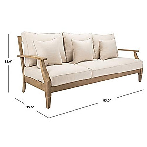 SAFAVIEH Couture Patio Martinique Natural and White Wood Outdoor Sofa, Natural/White