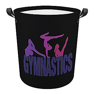 Gymnastics Foldable Laundry Basket Waterproof Hamper Storage Bin Bag with Handle 16.5"x 16.5"x 17"