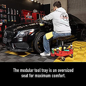 Maxshine Detailing Stool – Heavy Duty Car Detailing Chair, Adjustable Height, Multifunctional Holders, Ergonomic Seat, Maximizing Your Mobility and Convenience for Storing Car Cleaners and Tools