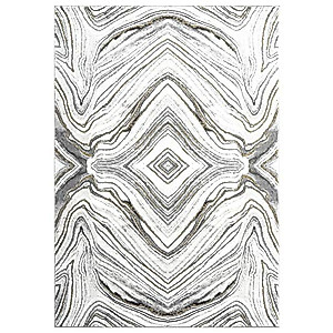 Abani Rugs Contemporary Granite Grey & Gold Bedroom Rug - Modern Swirl Design Non-Shedding 6' x 9' Area Rug