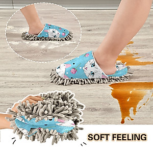 Roses Cat Mop Slippers Shoes Cover for Floor Cleaning Washable Dust Dirty Hair Cleaners Microfiber Mop Socks for Kitchen House Office