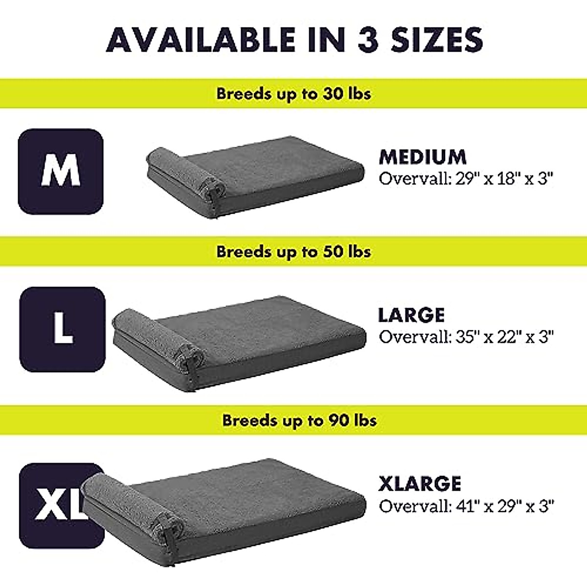 Furated Original Dog Beds for Medium Dogs, Orthopedic Dog Bed with Blanket Attached, Egg-Crate Foam Pet Bed with Removable Washable Cover and Waterproof Liner, Iron Gray, M