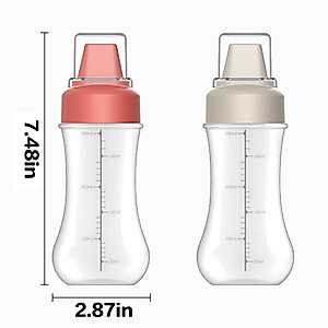 Srtood 2 Pack Ketchup Squeeze Bottles, 8 OZ Plastic Condiment Squeeze Squirt Bottles and Caps with Discrete Measurements, for Ketchup, BBQ, Sauces, Syrup, Condiments, Dressings, Paint - BPA Free