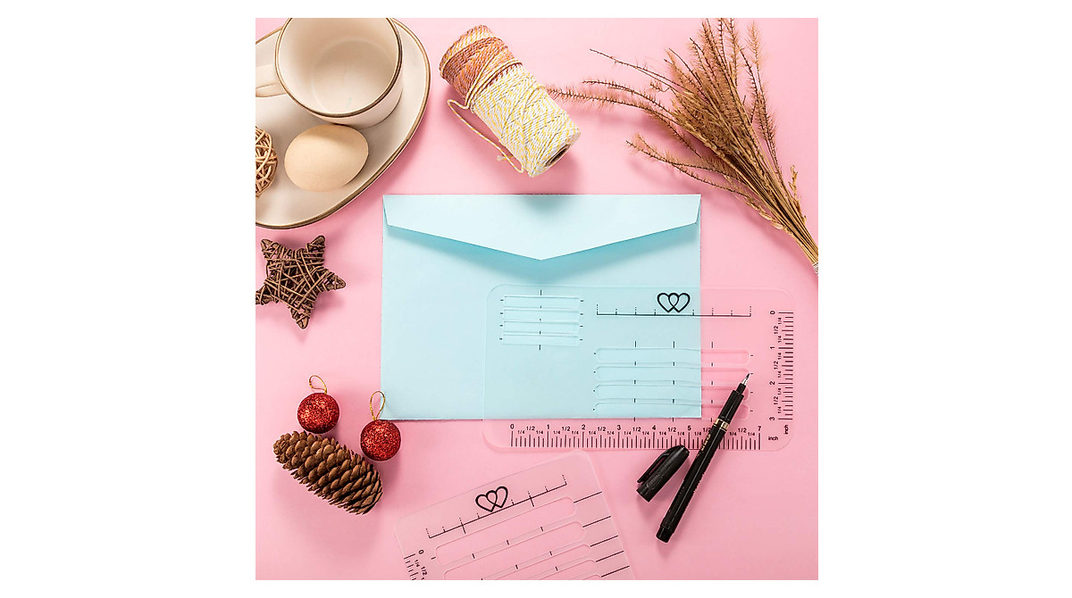 7-Piece Addressing Guide & Brush Pens for Perfect Envelopes