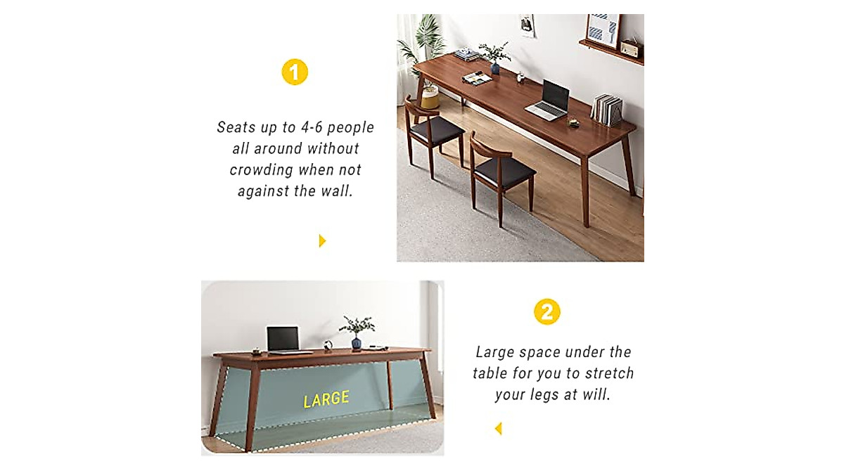 NELYE Mid-Century Long Desk Table - 71 Inches Wood Simple Modern Extra ...
