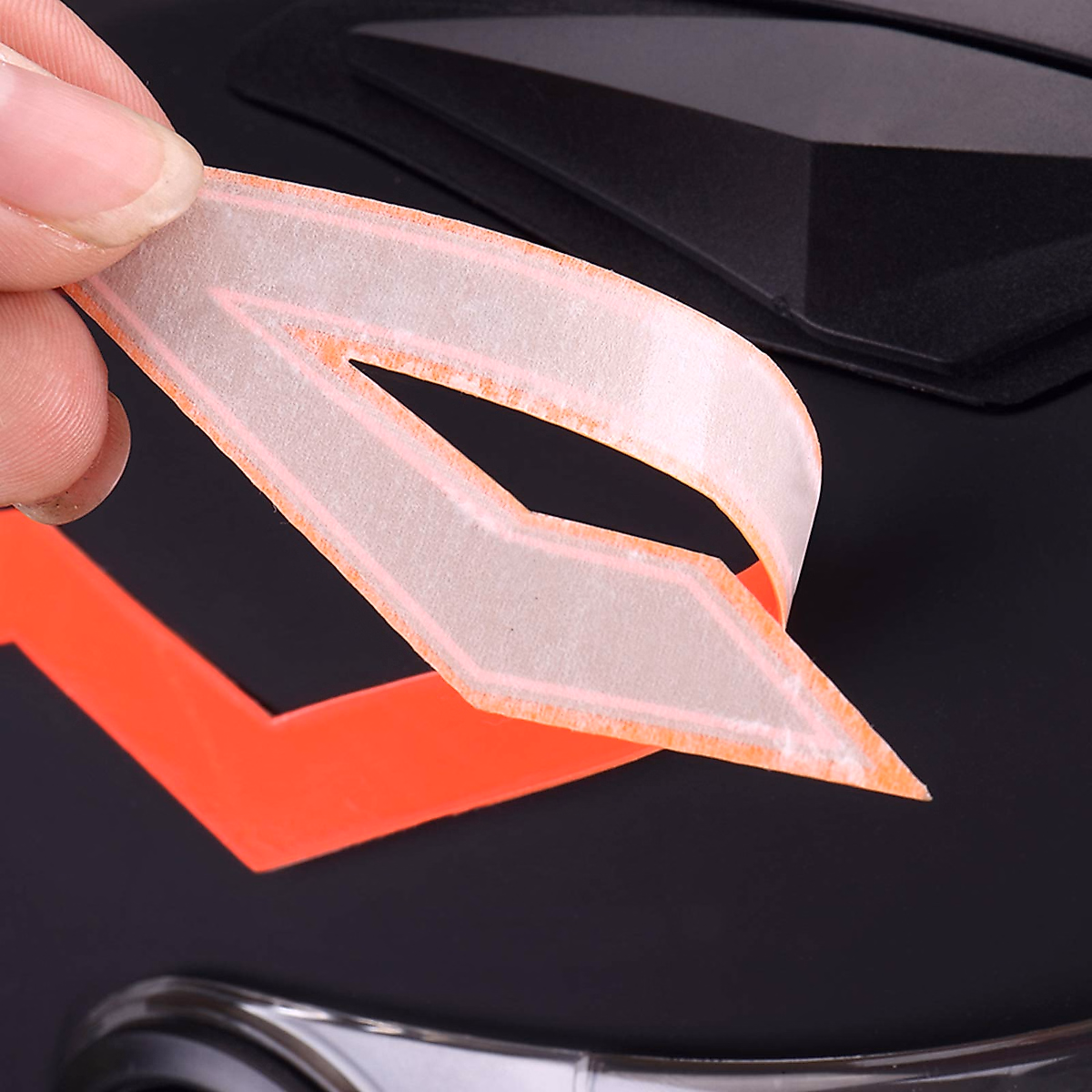 JIGUOOR 4PCS Motorcycle Helmet Light, Night Riding Signal Helmet EL Light, 3 Mode Led Helmet Light Strip Decoration Accessories Kit for Motorcycle (Red,Battery Powered)