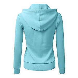 NINEXIS Lightweight Thin Zip-Up Hoodie Jacket for Women with Plus Size Aquablue XL