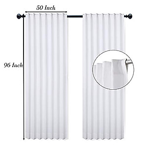 96 inch Curtains,White Cotton Curtains,White Curtains, Curtains & Drapes,Drapes,Farmhouse Curtains for Living room,Tab Top Curtains,Curtains Tab Top,Living room Curtains,White Curtains Long-50x96