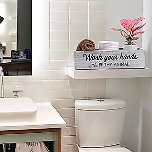 CuffUp Bathroom Decor Box, Toilet Paper Basket 2 Sides Signs Farmhouse Bathroom Basket Toilet Basket Tank Topper Rustic Farmhouse Home Decor for Livingroom Kitchen (One Box)