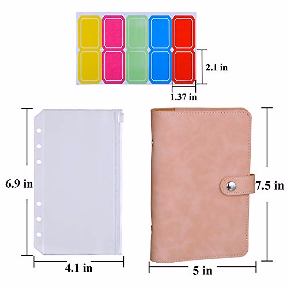 Antner A6 Budget Binder with Zipper Envelopes for Budgeting, Money Organizer for Cash, Budget Planner with Cash Envelopes, Money Saving Binder with Labels, Pink
