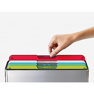 Joseph Joseph Folio Icon 4-Piece Multi Colour coded Cutting Board Set, Stainless Steel Slimline case for organized Kitchen storage, Silver