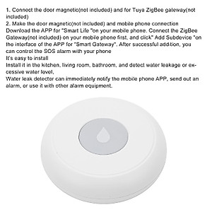 Water Leak Detector for Zigbee, Intelligent Wireless Water Alarm, Water Sensor Overflow Flood Leakage Alerts for Tuya, Linkage Alarm for Kitchen Living Room