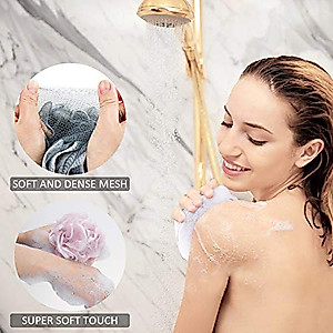 Novosun Loofah Bath Sponge Luffa Loufa Body Scrubber Mesh Pouf Shower Ball Exfoliating Shower Sponge Pack of 4 (60g/pcs)