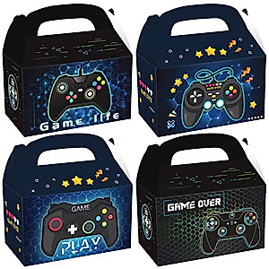 CIEOVO 24 Pack Video Game Paper Party Gift Boxes Double-Sided Design Video Game Party Favor Goody Treat Boxes for Kids Boys Teens Adults Video Game Gaming Theme Birthday Party Supplies