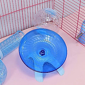 Pet Hamster Running Wheel Mute Flying Steel Axle Wheel Running Disc Toys Cage Small Animal Hamster Accessories(Blue)