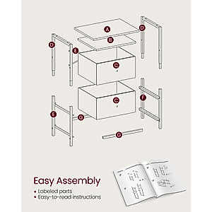 VASAGLE Nightstand, Side Table with 2 Fabric Drawers, 24-Inch Tall End Table with Storage Shelf, Bedroom, Jelly Pink and White ULGS025R05