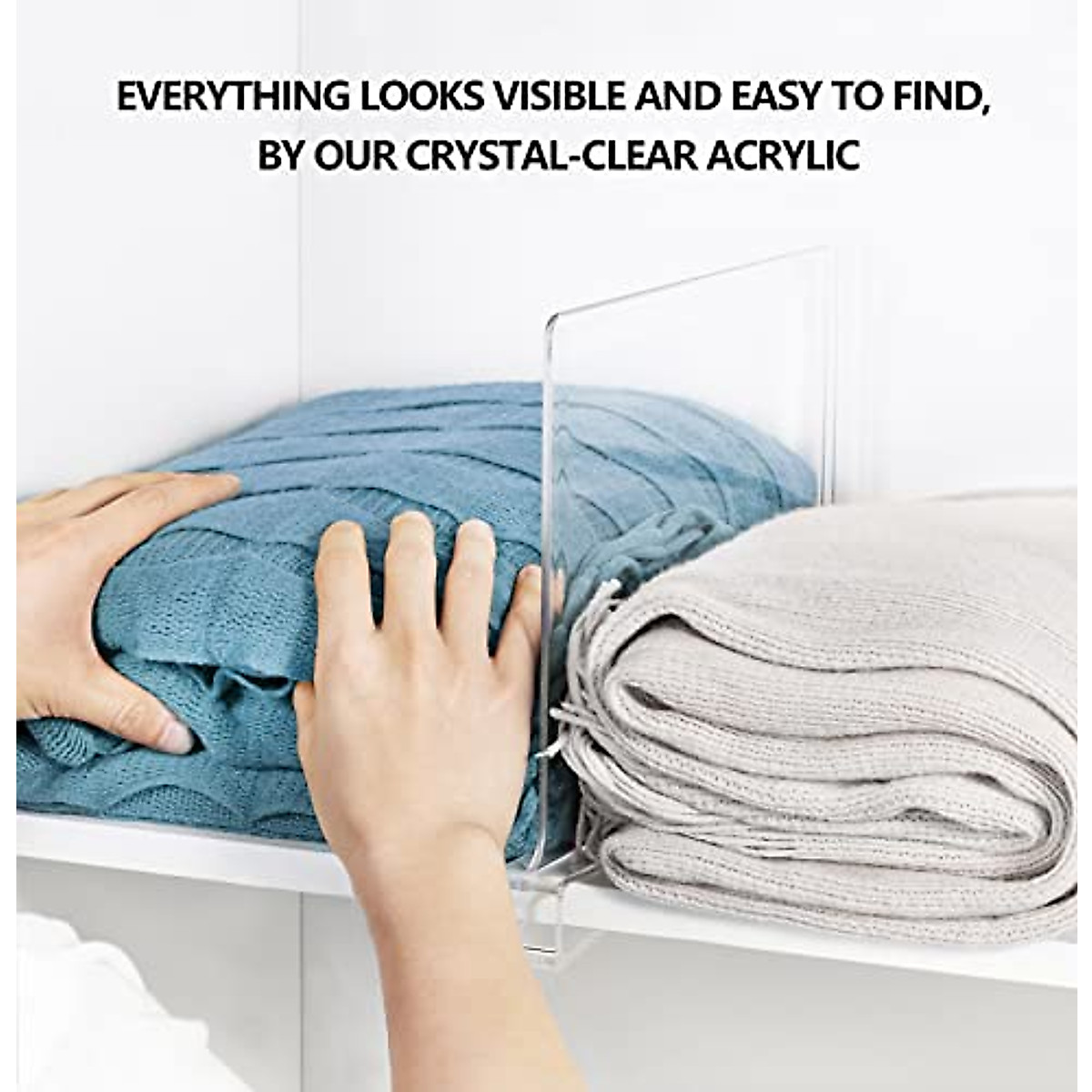 HBlife 12 Pack Clear Shelf Dividers, Vertical Purse Organizer for Closet Perfect for Sweater, Shirts, Handbags in Bedroom and Kitchen, Adjustable Acrylic Bookshelf for Organization