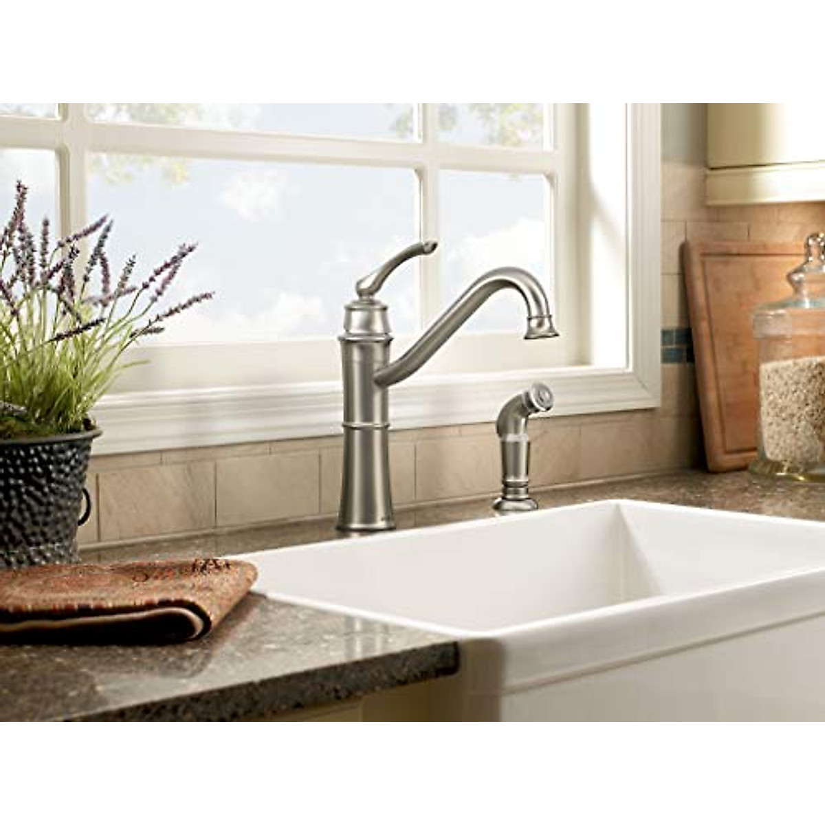 Moen 87999SRS 1H SRS KT Faucet W/Spray, 9, Spot Resist Stainless