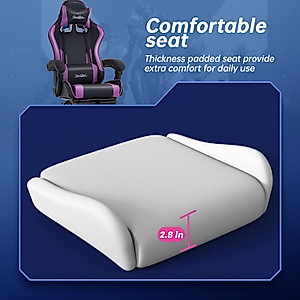 Gaming Chair Office Chair Desk Chair with Footrest Lumbar Support Headrest Armrest Task Rolling Swivel Ergonomic E-Sports Adjustable PC Gamer Chair (Purple)