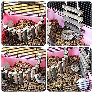 CEDAR ALPHA 4Pk 20" Natural Ladder, Hermit Crab,Bird Swing Ladder Chewing Toys Hanging,Pet Bird Cage Rodents Parakeet Ladder Bridge