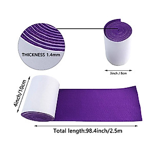 Jtnohx 2 Rolls Felt Adhesive, 4" x 98.4" Self Adhesive Felt Fabric, Felt Strips with Adhesive Backing for Art & Crafts, Jewelry Box Felt Liner (Purple)