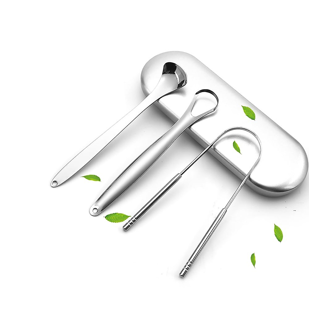 Sopurrrrdy 4PCS Metal Tongue Scraper Portable Stainless Steel Tongue Scrubber For Child And Adults Removing Bad Breath White Layer Oral Care Cleaning Tools