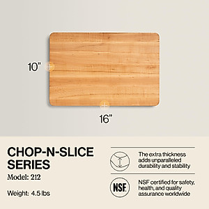 John Boos Block Chop-N-Slice Maple Wood Edge Grain Reversible Cutting Board, 16 Inches x 10 Inches x 1 Inches