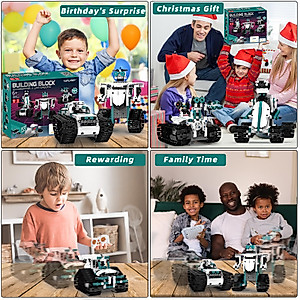 Suplanet STEM Robot Toys for 8-14, 12 in 1 Remote Control Robot Toys for Kids, Programmable Building Robot Kit Birthday Present for Science Educational(469 Pcs)