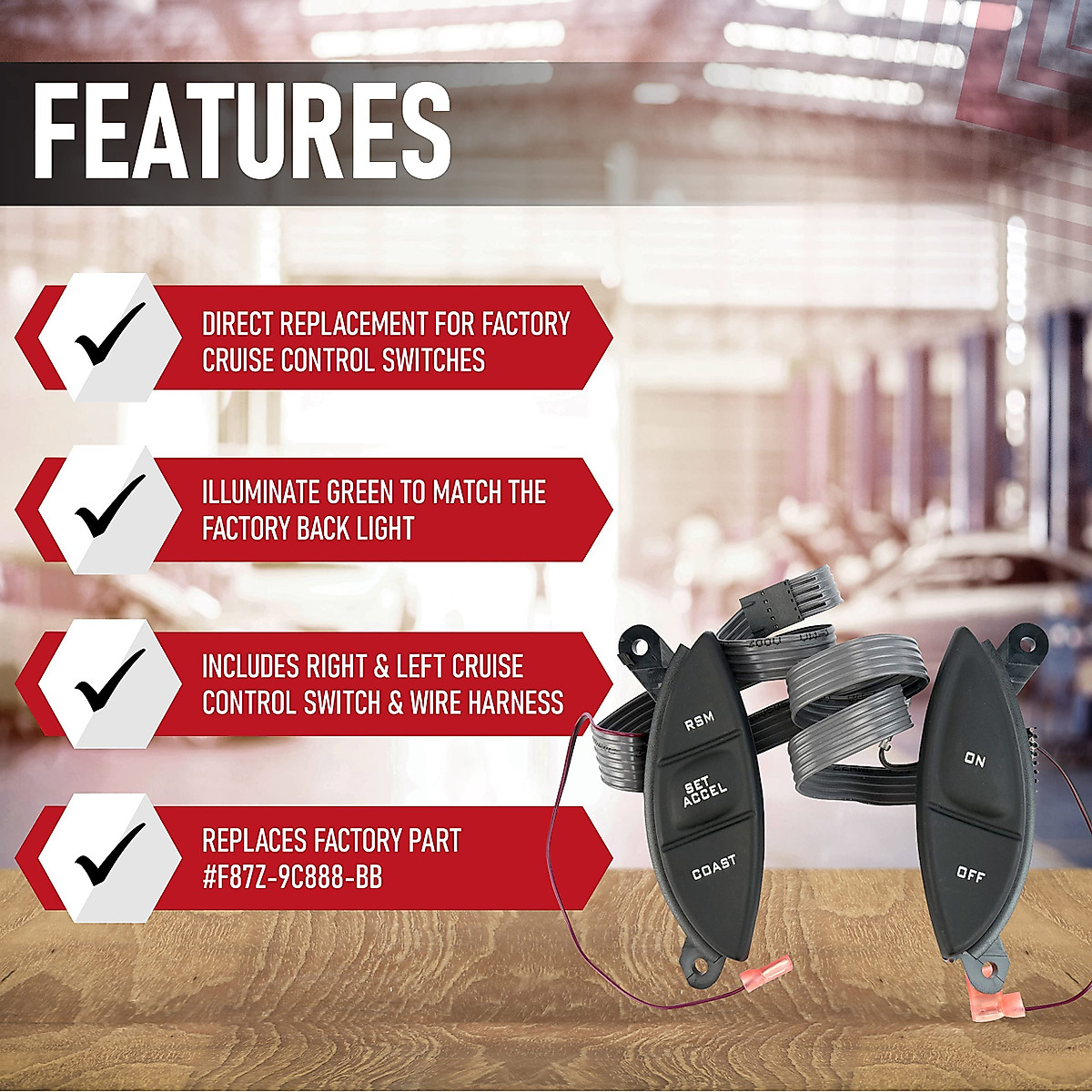 Steering Wheel Mounted Cruise Control Switch, Compatible with Ford & Mercury Vehicles - Ranger, Explorer, Explorer Sport Trac, F150 - Replaces F87Z9C888BB 2001 2000 2003 2002