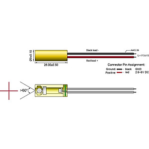 Quarton Laser Module VLM-650-29 LPT Class 1 Red Crosshair Laser Module, Crosshair Laser Line Generator, Emitting line angle > 60°, only 1mm line width @40cm(15.75 inches)