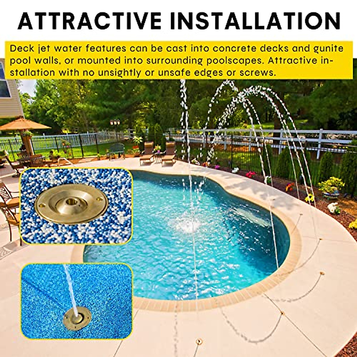 DearChan Swimming Pool Spa Brass Deck Jet Fountain Crown Nozzle w/Ground Lug