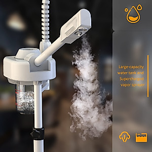 Professional Facial Steamer with Magnifying Lamp – 2 in 1 Ionic Ozone Steamer for Face Spa Beauty Salon Equipment with 3 Diopter Magnifying Glass LED Lamp Cleanses Skin Unclogs Pores (Blanco)