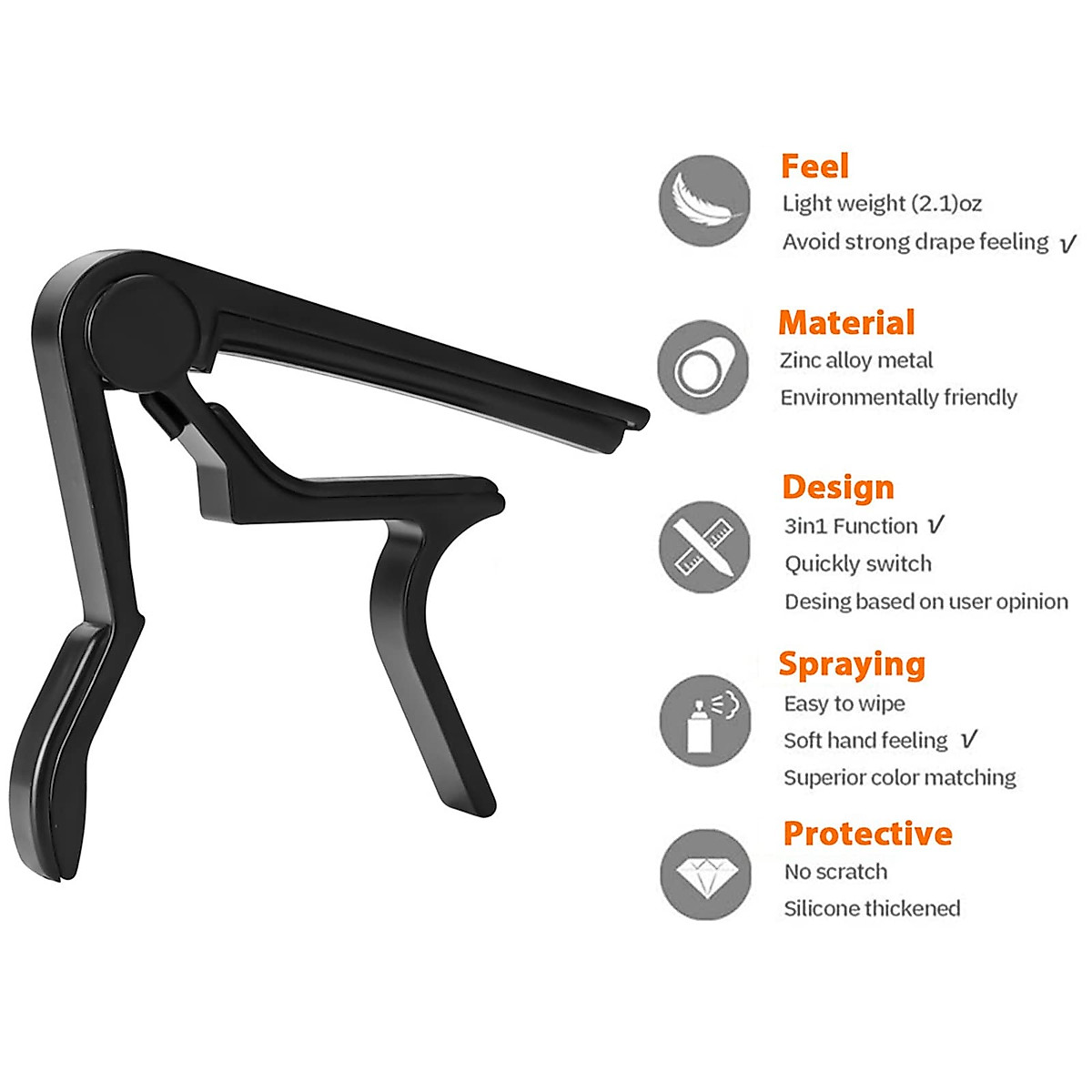 Guitar Capo, 6-String Guitar Capo for Acoustic and Electric Guitars,Ukulele,Mandolin,Banjo