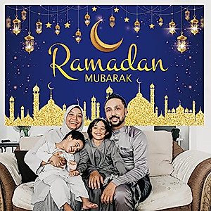 Ramadan Mubarak Decorations Ramadan Mubarak Backdrop Banner Fabric Ramadan Kareem Sign Background for Muslim Ramadan Party Decorations