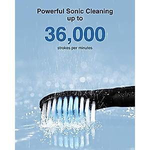 Dnsly Ultrasonic Toothbrush Electric Sonic Toothbrush for Adults and Kids, 3 Modes Rechargeable Whitening Electric Toothbrush, 2 Minutes Smart Timer, 2 Hour Charge for 30 Days Use, Black 710