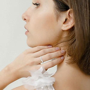 Vito Sterling Silver Fidget Anxiety Ring for Women, Adjustable Open Spinner Ring with Rotatable 5 Pearl Beads, Stacking Pressure Band Ring Jewellery Gift for Stressed Adult Women Men