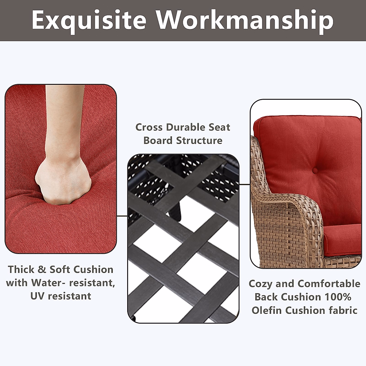 Rilyson Outdoor Loveseat Wicker Patio Sofa - 2 Seat Rattan Outdoor Couch Patio Furniture with Deep Seating and Comfortable Cushions for Porch Deck Balcony(Yellow/Red)