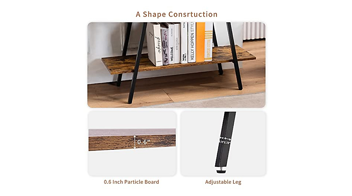 YOUDENOVA 5-Tier Ladder Bookshelf, Industrial A-Shaped Bookcase, Tall ...