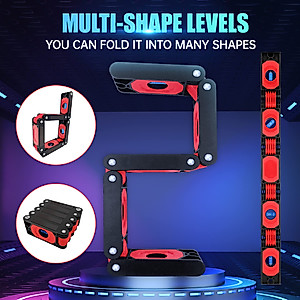 Multi-function Foldable Level Tool - 28 Inches Multi-Angle Measuring Tool with 4 Level Bubbles, 180/90/45-Degree Bubbles for Measurement Woodworking, Fabricators, Carpenters