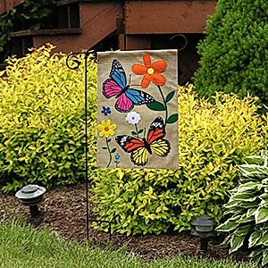 Butterfly Dance Burlap Spring Garden Flag Floral 12.5" x 18" Briarwood Lane