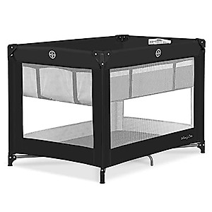 Dream On Me Zazzy Portable Playard with Bassinet in Black, Packable and Easy Setup Baby Playard, Lightweight and Portable Playard for Baby with Mattress and Travel Bag