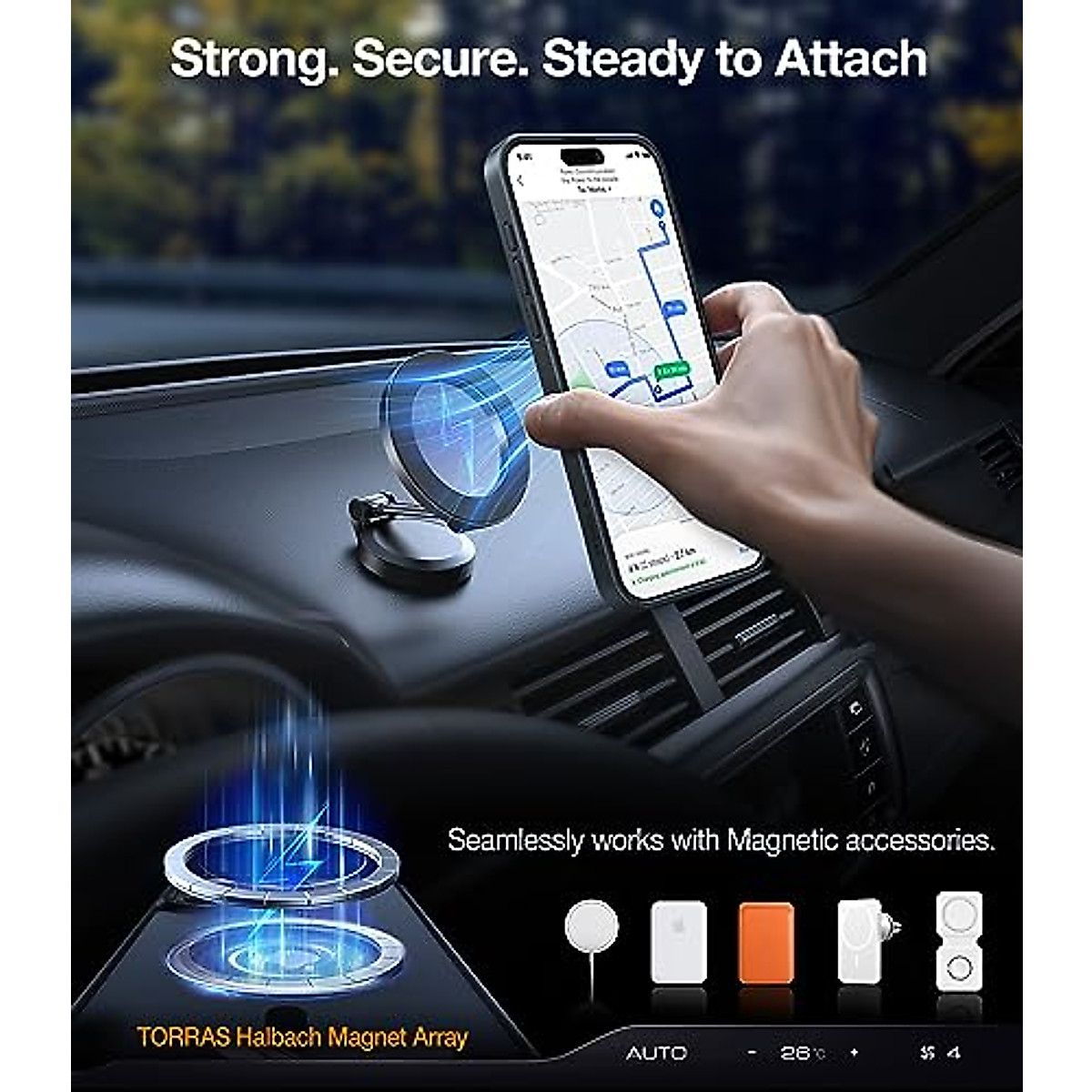 TORRAS 2-in-1 Magnetic case with Hidden Stand Designed for iPhone 14 Pro Case [Military Grade Drop Tested] [Compatible with MagSafe] Slim Semi-Transparent Case for iPhone 14 Pro Phone Case 6.1", Black