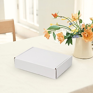 HORLIMER 9x6x2 inches Shipping Boxes Set of 25, White Corrugated Cardboard Box Literature Mailer